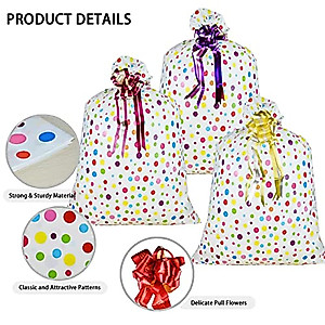 2 Pcs Large Gift Bags Oversized Plastic Storage Bags 48"x 36" with 2 Pcs Pull Flowers for Huge Big Gifts Presents Wrapping Kids Bicycle Bike Goodie Bags, Birthday, Party, New Parents Baby Shower