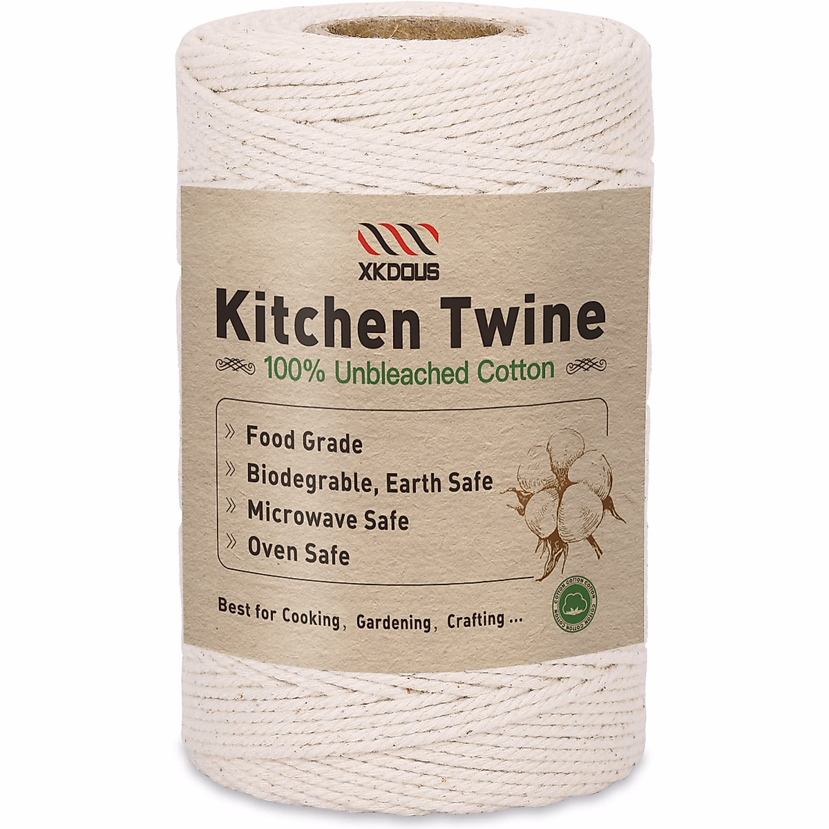 XKDOUS 476ft Butchers Twine, 100% Cotton Food Safe Cooking Twine Kitchen Twine String, 2mm Natural White Butcher Twine for Meat and Roasting, Trussing Poultry, Bakes Twine & Crafting