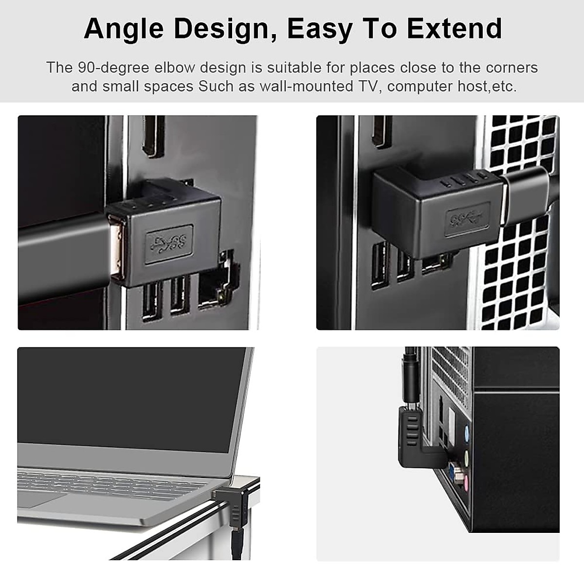 Oxsubor USB 3.0 Adapter 90 Degree Male to Female Combo Vertical Up and Down Angle Coupler Connector