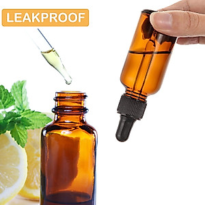 LANBEAUTIFY 2 oz Glass Dropper Bottles - 6 Pack Eye Dropper Bottles with Funnels & Labels - 60ml Amber Glass Tincture Bottles for Essential Oils, Liquids (2OZ-2PCS)