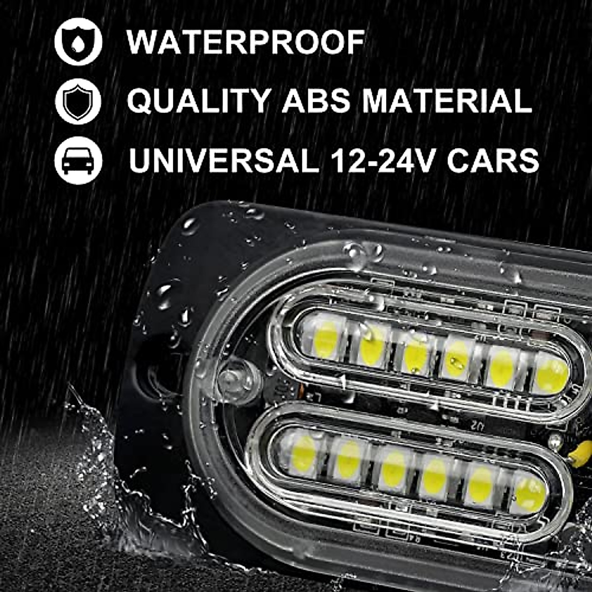 12-24V 20-LED Super Bright Emergency Warning Caution Hazard Construction Waterproof Amber Strobe Light Bar with 32 Different Flashing for Car Truck SUV Van - 4PCS (White Green)