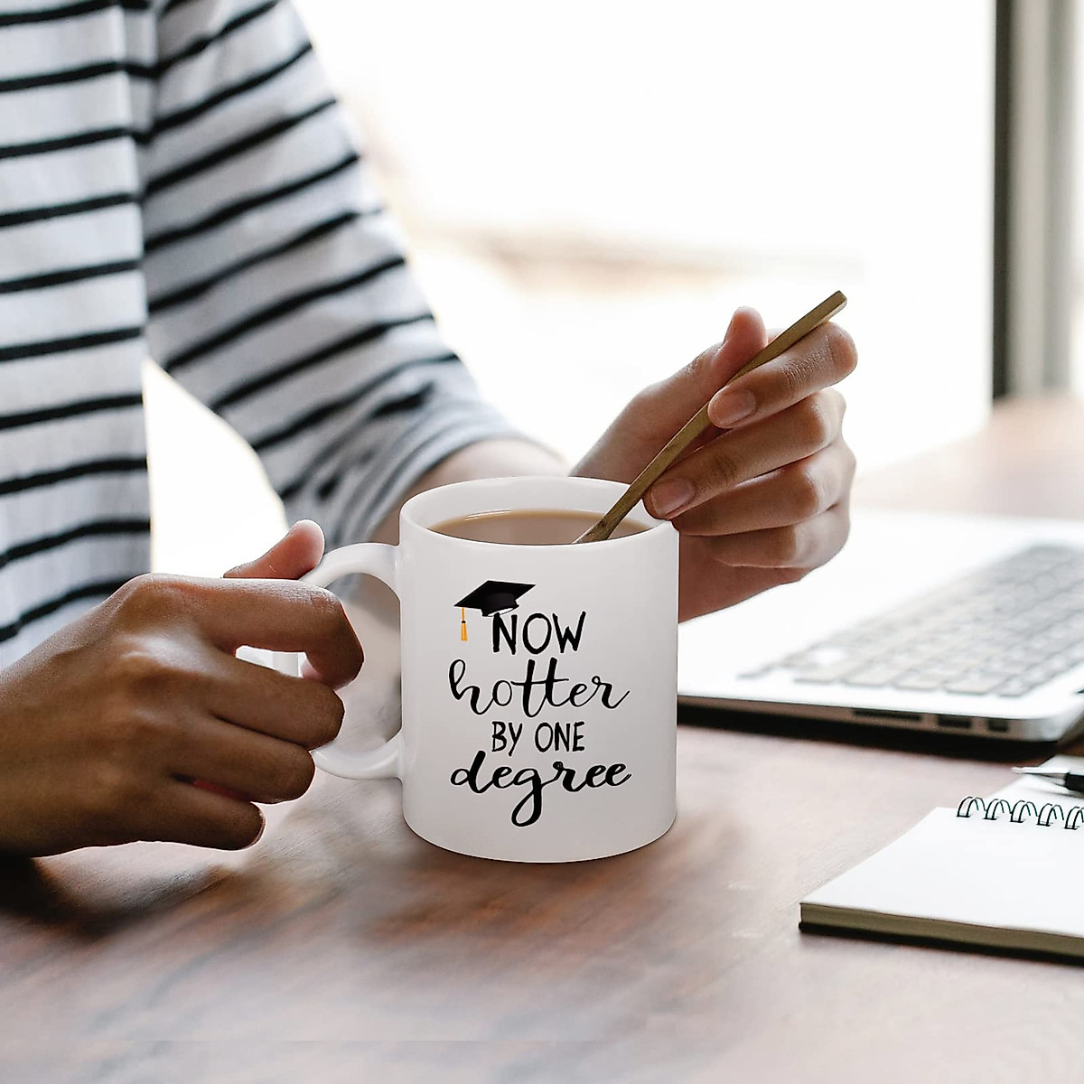 Cabtnca Graduation Gifts for Him Her, Now Hotter by One Degree Mug, Gifts for College High School Graduates, Men's Female College High School Graduation Gifts for Friends, 11 Oz White