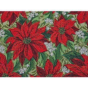 Signare Tapestry Foldable Tote Bag Reusable Shopping Bag Grocery Bag With Xmas Poinsettia Design (FDAW-XMAS-POIN)