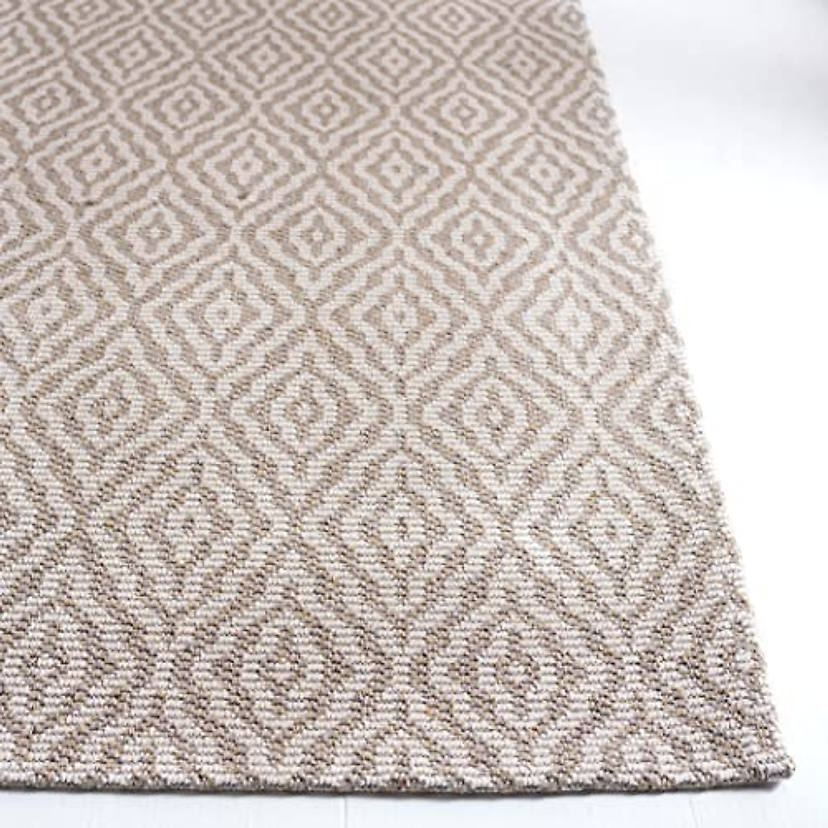 MARTHA STEWART x SAFAVIEH 5' x 7' Taupe/Cream MSR484E Contemporary Geometric Cotton Area Rug