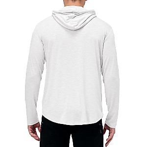 MANSDOUR Men's Athletic Hooded Shirts Long Sleeve Workout Sport Hoodie Casual Running T Shirt Quick Dry Pullover Top Lightweight Golf Shirts Fashion Solid Color Active Gym Sweatshirt White