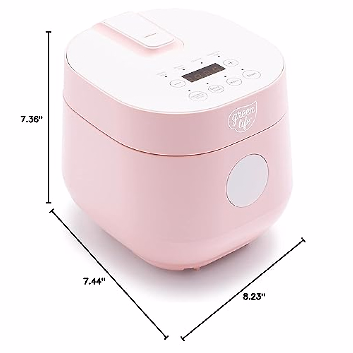 GreenLife Healthy Ceramic Nonstick 4-Cup Rice Oats and Grains Cooker, PFAS-Free, Dishwasher Safe Parts, Pink