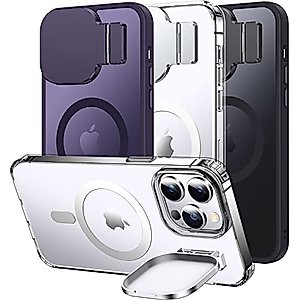 Silverback for iPhone 14 Pro Max Case with Stand, MagSafe-Compatible Case with Built-in Camera Cover,Magnetic Phone Case Shockproof DustProof Cover for iPhone 14 Pro Max - Clear