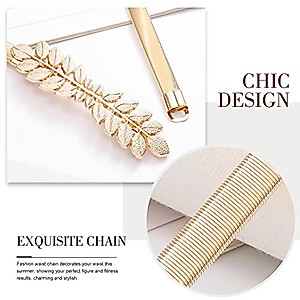 COSYDAYS Women Gold Belt for Dress Leaf Waist Belt Skinny Metal Waist Chain Leaves Dress Belts Waistband Jewelry (B)