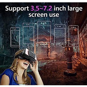 UYGHHK VR Headsets, Virtual Reality Game Movie Goggles for iPhone & Android System 4.7-7.2 inch Smartphone Adjustable 3D VR Glasses with Controller