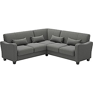 Belffin Convertible Sectional Sofa Fabric Couch with Chaise Reversible Small Corner Couch Furniture L-Shaped 4 Seater Sofas Light Grey