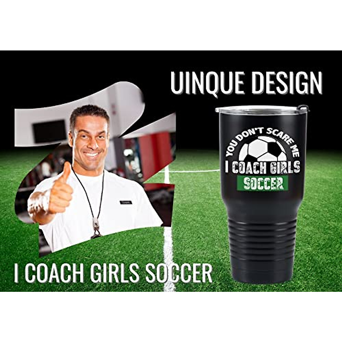 Onebttl Soccer Coach Gifts, Funny Gift Idea for Appreciation, Christmas, Birthday, 30oz Stainless Steel Insulated Travel Mug - I Coach Girls Soccer