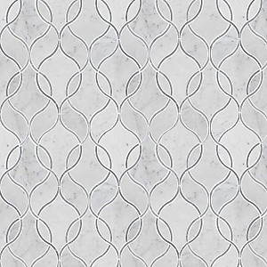 MSI AMZ-MD-00239 Carrara White Ellipsis 8.66 in. x 11.63 in. Geometric Polished Marble Mesh-Mounted Mosaic Wall Bathroom, Floor, Kitchen Backsplash and Countertop Tile Gray, 3 Square Feet