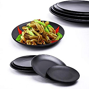 MBB Set of 3 Black 6 Inch Melamine Ware Dinner Plates Appetizer Dishes Dinnerware