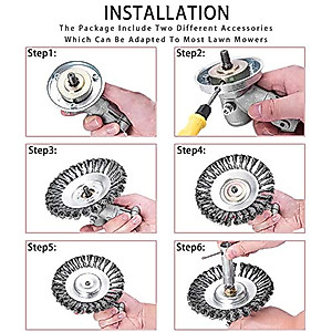 CZS 8 Inches Steel Wire Wheel Brush Weed Trimmer Head, Weed Brush Blade for Cutting Grass, Rust Removal, Deburring (2 Pack Different Adapter Kit Included)