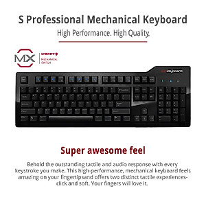 Das Keyboard Model S Wired Mechanical Keyboard, Cherry MX Blue Mechanical Switches, 2-Port USB Hub, Laser Etched Keycaps (104 Keys, Black)