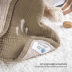 Lulu moon Muslin Baby Blanket - Cotton Quilt Blankets for Toddlers - Reversible Nursery Crib Blanket for Baby Boys and Girls 47"x47"(Olive)