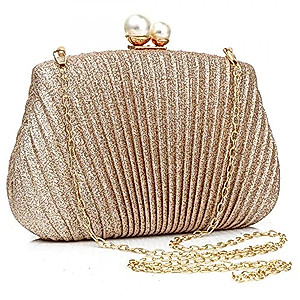 Women Clutch Purses, Elegant Pearl Evening Clutch Bag for Women Wedding Cocktail Party Handbag Clutch Wallets (Black)