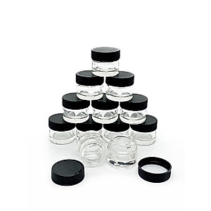Skunkworx Packaging 7cc (2 Dram) Glass Concentrate Jars with Black Lids (12 Count)