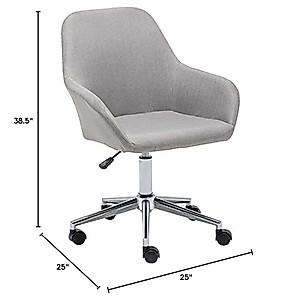 BTEXPERT Arm Mid Back Home Computer, Office Task Wheels, Swivel Height Adjustable, Comfy Soft Desk Chair, (5174), Gray Fabric