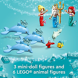 LEGO Disney Princess Ariel’s Underwater Palace 43207, Buildable Castle Toy, Present Idea for Kids, Girls and Boys Aged 6+ with The Little Mermaid Mini-Doll Figure & Dolphin Figures