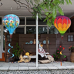 Giant Rainbow Butterfly Hot Air Balloon Garden Wind Spinners Large Pinwheels Lawn Yard Catchers Ornaments Windmills Outdoor Hanging Decor Whirligigs Wind Hanging Windsock 2Pack