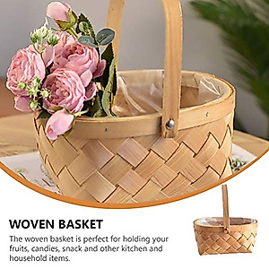 BESTOYARD Rattan Wicker Easter Basket Wood Baskets with Handles for Easter Fall Decor Picnics Gardening Parties Weddings Rustic Home Decor Organizer Basket S
