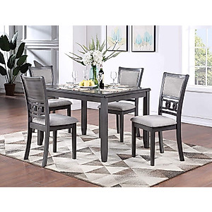 New Classic Furniture Gia 5-Piece Dining Set with 1 Table and 4 Chairs, 48-Inch, Gray