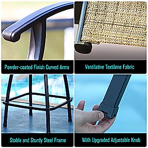 PHI VILLA 5 PCS Swivel Bar Stools Set, Outdoor Kitchen Bar Height Patio Bistro Set Textilene Fabric, All-Weather Patio Furniture