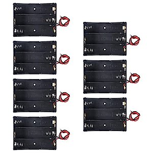 DORHEA 7PCS 18650 Battery Holder Bundle with Wire 18650 Battery Holder Case 3.7V, 3 Slot DIY Battery Storage Boxes, 3 Slot Black Plastic Batteries Case for 18650 Battery