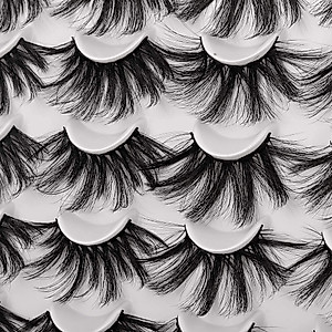 False Eyelashes Mink Lashes 25mm Long Eye Lashes Pack Dramatic 6D Wispy Thick Volume Fake Eyelashes by Geeneiya (2 Styles Mixed)