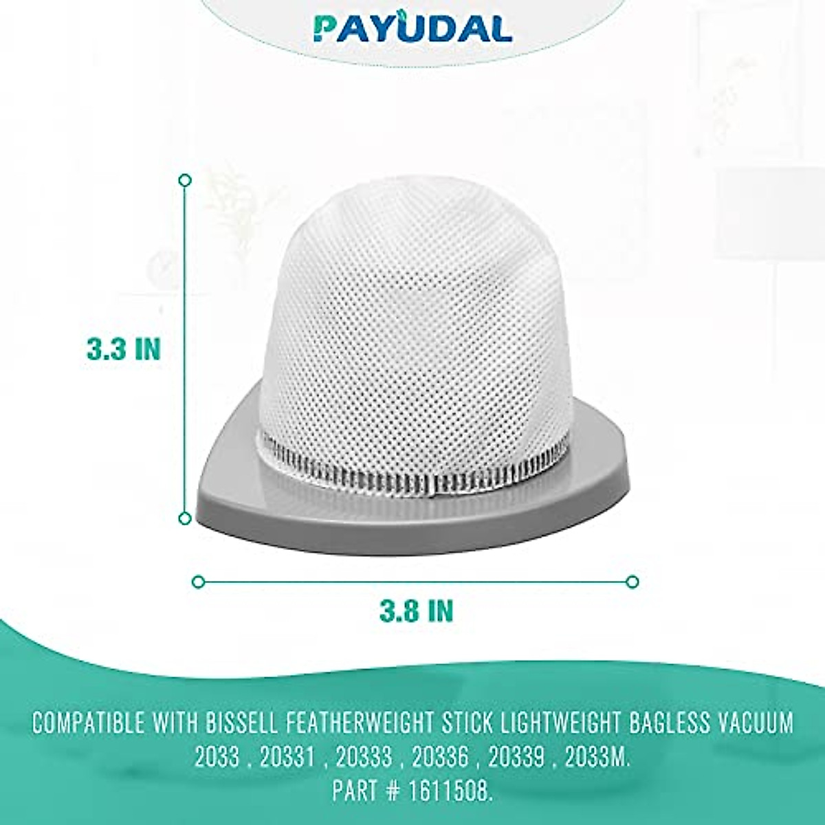 PAYUDAL 2033 Vacuum Filter Compatible with Bissell 2033, 20331, 20333, 20336, 20339, 2033M Featherweight Stick Lightweight Bagless Vacuum
