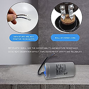 300UF CD60 Motor Start Capacitor with Wire Cable, 250V AC 50/60HZ Cylindrical Capacitor for Motor Start, Washing Machines, Air Conditioners and Water Pumps