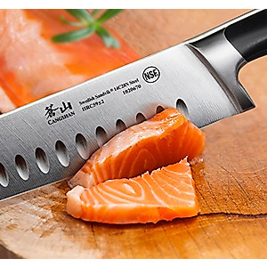 Cangshan TS Series 1020687 Swedish 14C28N Steel Forged 7-Inch Santoku Knife and Wood Sheath Set