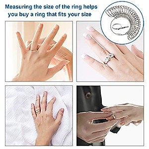 Jewelry Sizers Stainless Iron Ring Sizer Finger Ring Sizing Measuring Tool Ring Sizer Gauge Set Circle Models with Plastic Ring Sizer Belt