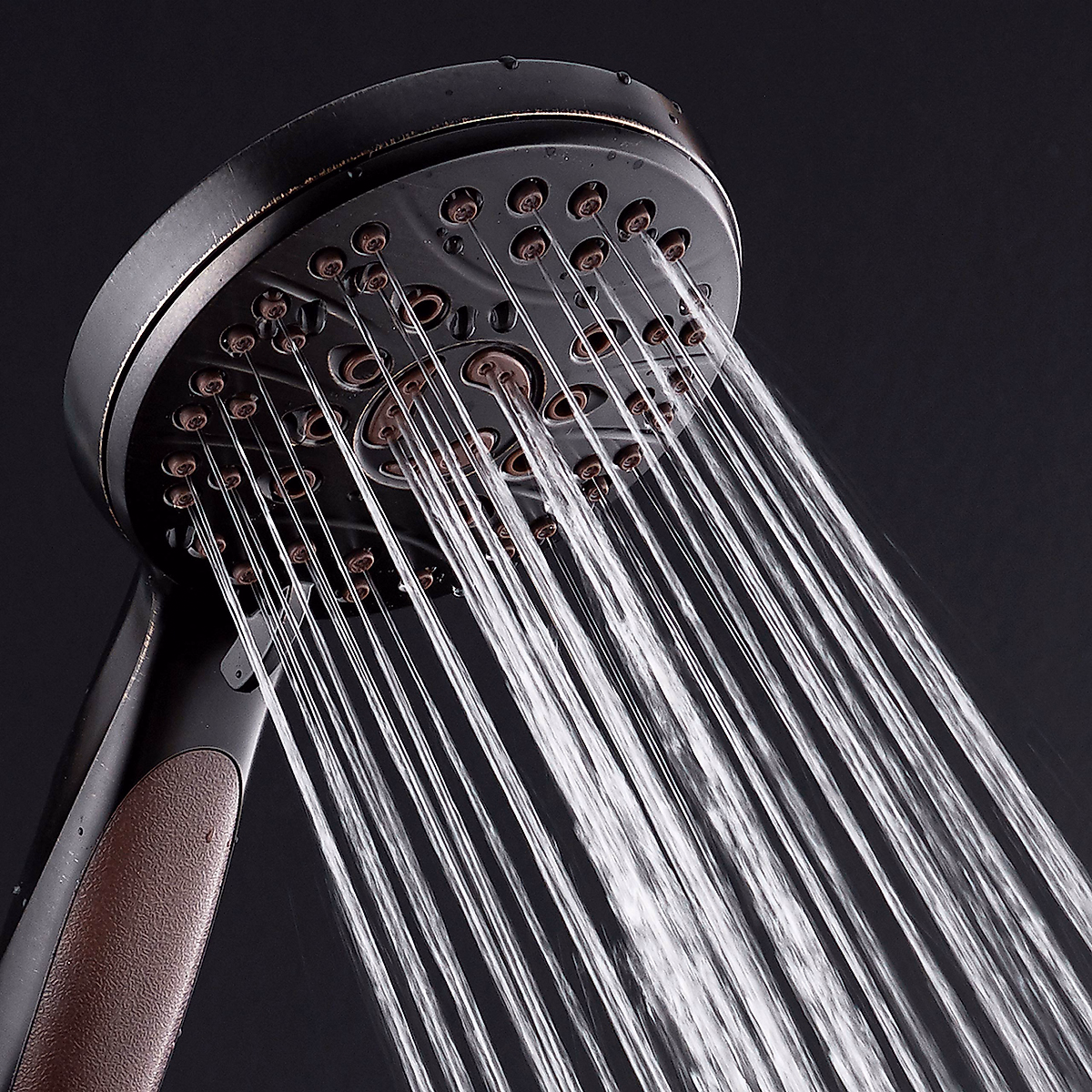 AquaSpa High Pressure 6-Setting Luxury Handheld Shower Head with Extra Wall Bracket, Oil Rubbed Bronze Finish