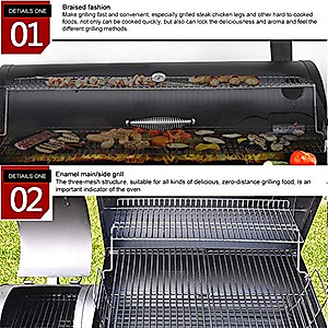 RJMOLU 40" Large BBQ Charcoal Grill and Offset Smoker Barbecue Stove, Stainless Steel Grill Outdoor Roaster Grill for Picnic Garden Terrace Camping Travel,B