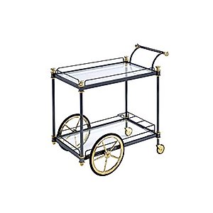 ACME Cyrus Serving Cart - - Black/Gold & Clear Glass