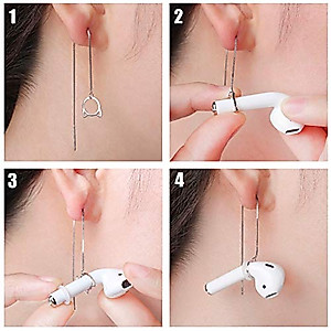 Guran Cat Earrings Anti-Lost Earphone Strap Compatible for Airpods 1 2 3 Pro (Cat_Silver)