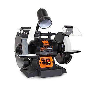 WEN BG4280 5-Amp 8-Inch Variable Speed Bench Grinder with Flexible Work Light, Black,orange