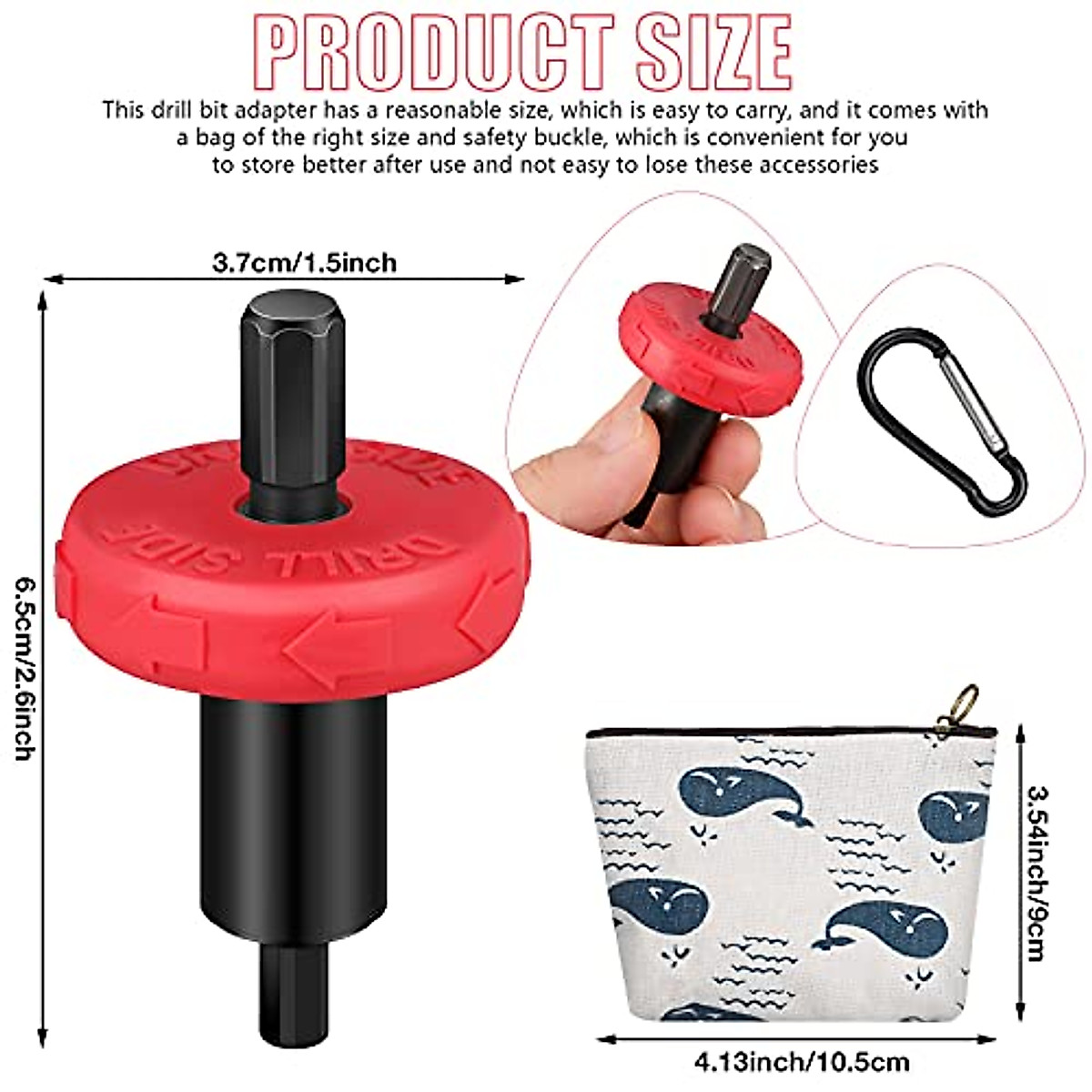 Electric Engine Drill Bit Adapter Jump Start Electric Engine Adapter with Storage Bag Safety Buckle for Plug Button Other Handheld Equipment Automotive Accessories Replacement Parts (3)