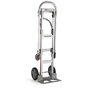 Magline GMK81UAB Aluminum Gemini Sr Convertible Hand Truck, U Loop Handle, Cushion Wheels, 500lbs Capacity, 61" Height, 55-3/4" Length x 21" Width