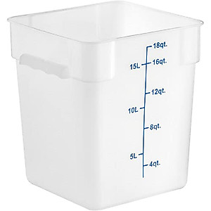TrueCraftware 18 Qt. Translucent Polypropylene Square Food Storage Container - Space Saving Food Storage Container Meal Prep Containers Reusable for Kitchen Organization Dishwasher Safe