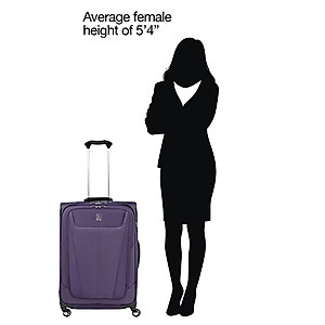Travelpro Maxlite 5 Softside Expandable Checked Luggage with 4 Spinner Wheels, Lightweight Suitcase, Men and Women, Imperial Purple, Checked Medium 25-Inch