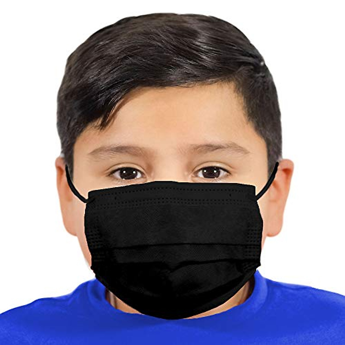 50 Pack of 4 ply ASTM Level 3 Kids Disposable Face Mask with Breathable Material And Flexible Nose Bridge Made in USA Jet Black