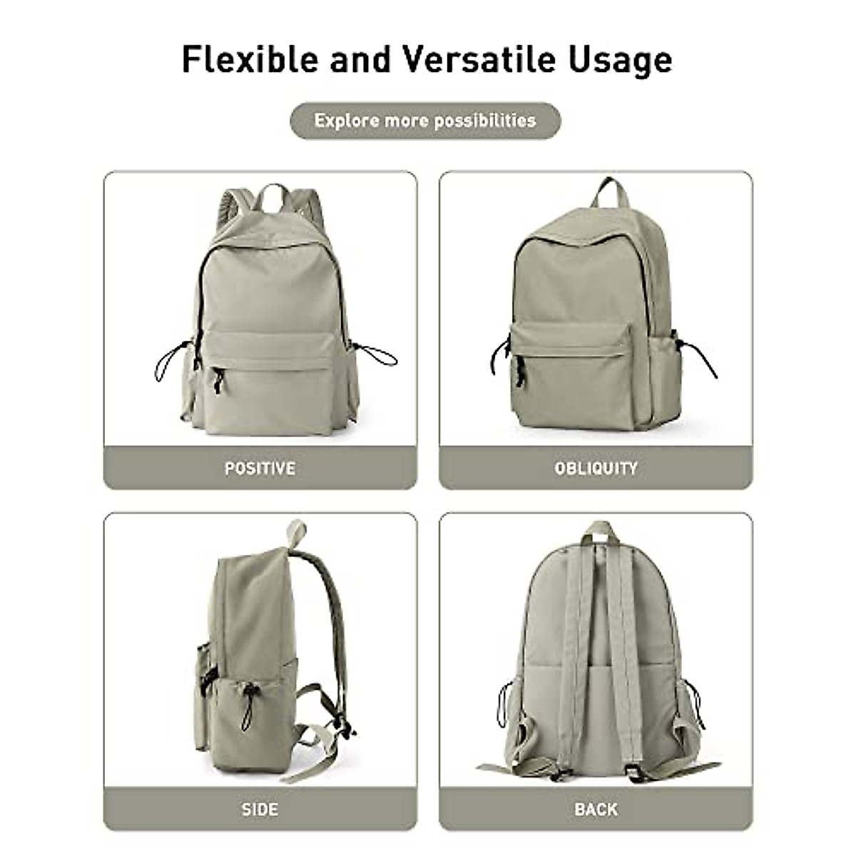Green Backpack for Women Men, Waterproof High School Bookbag,Lightweight Casual Travel Daypack,Classic Basic College Backpack,Middle School Bag for Teen Girls Boys
