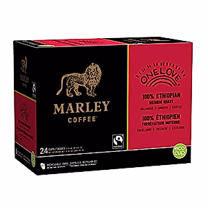 Marley Coffee One Love, 100% Ethiopian, Medium Roast Coffee, Keurig K-Cup Brewer Compatible Pods, 24 Count