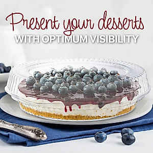 Supellectilem 10" Plastic Disposable Pie Containers with Hinged Locking Lids | 10 Round Pie Keepers/Flan Cake Containers for Transport