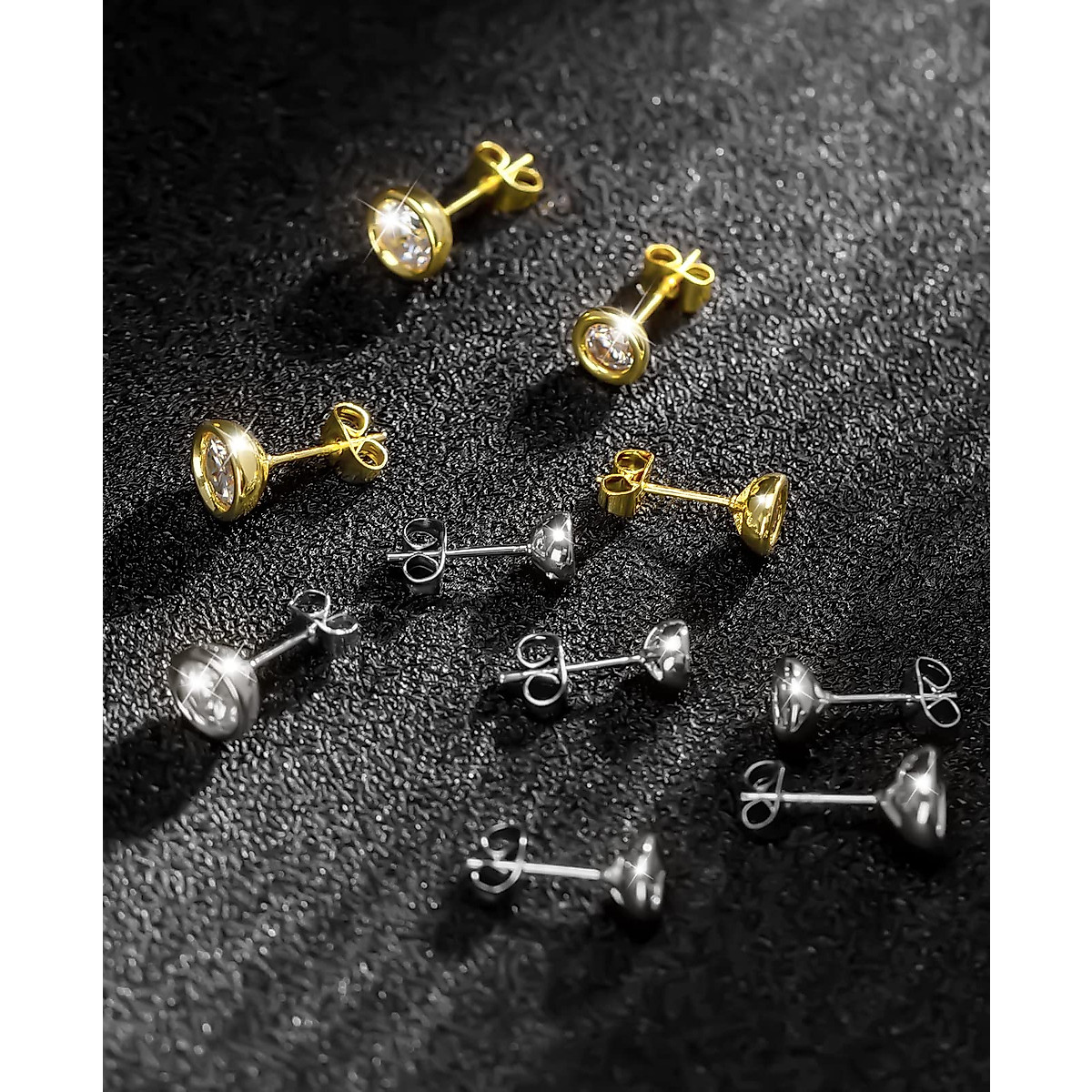 Moissanite Earrings for Men & Women, 0.3/0.5/1ct, VVS1 18k Rose Gold, Lab-Cut, Dazzling Sparkle, Round Bezel GRA Certified Diamond Studs, Hypoallergenic Flat Back Stud Earrings