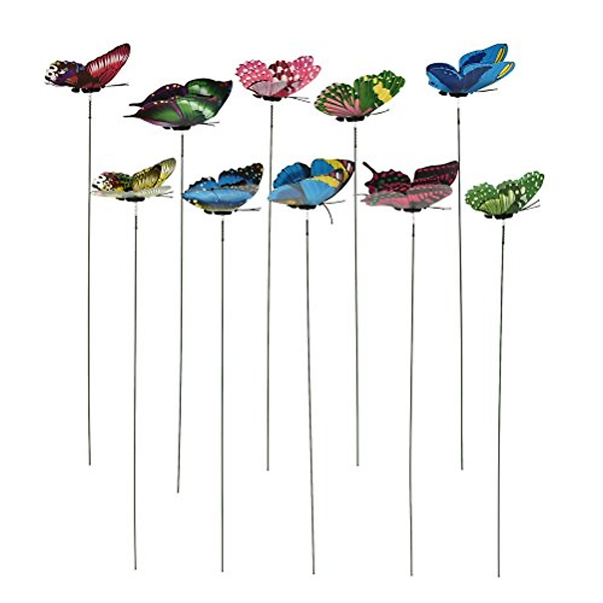 DatingDay 10 Pack Colourful Garden Butterflies On Sticks Miniature Fairy Garden Decoration