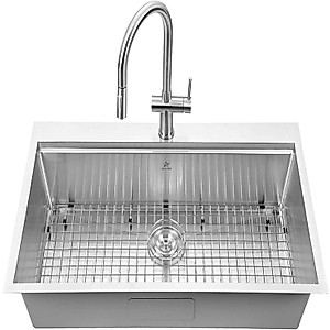 UHTQ Workstation Ledge Topmount/Drop-in Single Bowl Stainless Kitchen Sink Kitchen sink Kitchen accessories Portable sink Home improvement Kitchen sinks Kitchen sink accessories Kitchen sink rac
